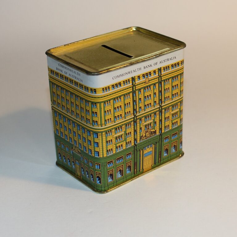 Commonwealth Bank of Australia Money Box Savings Tin - Antique Toy World