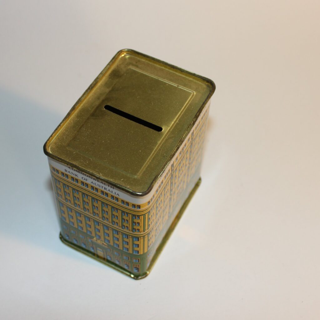Commonwealth Bank of Australia Money Box Savings Tin - Antique Toy World