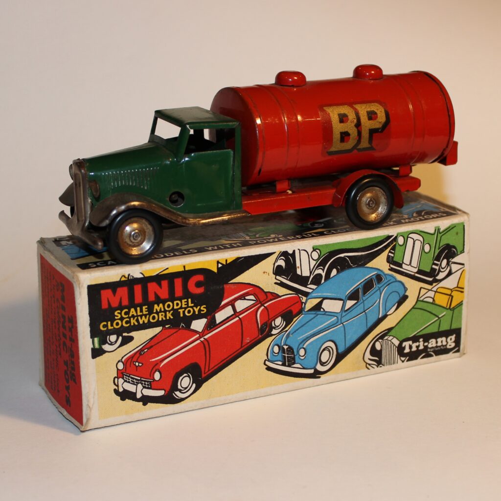Triang Minic 15M Clockwork BP Petrol Tanker - Antique Toy World