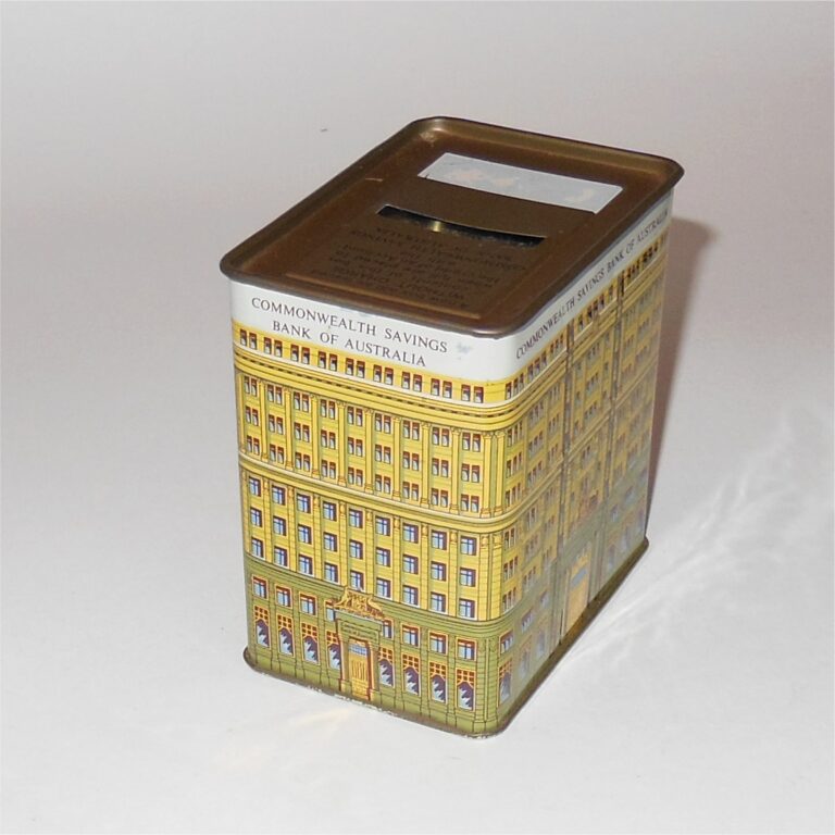 Commonwealth Bank of Australia Money Box Savings Tin - Antique Toy World